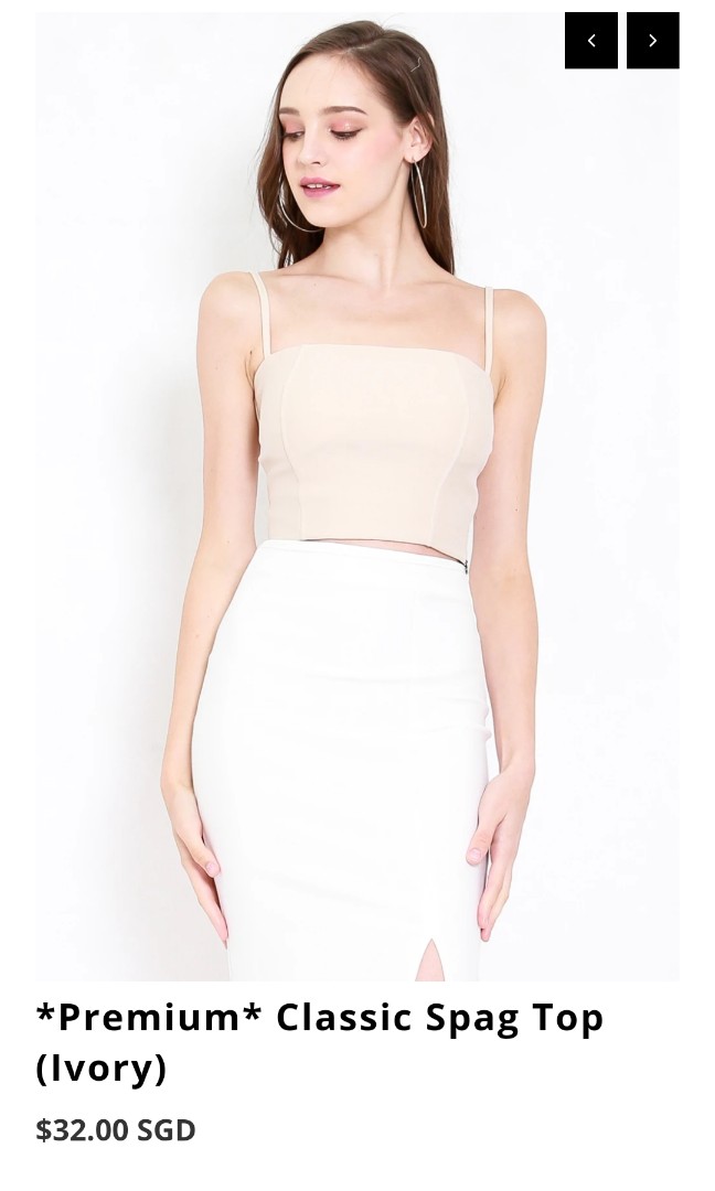*Premium* Classic Spag Top (Ivory), Women's Fashion, Tops, Sleeveless ...