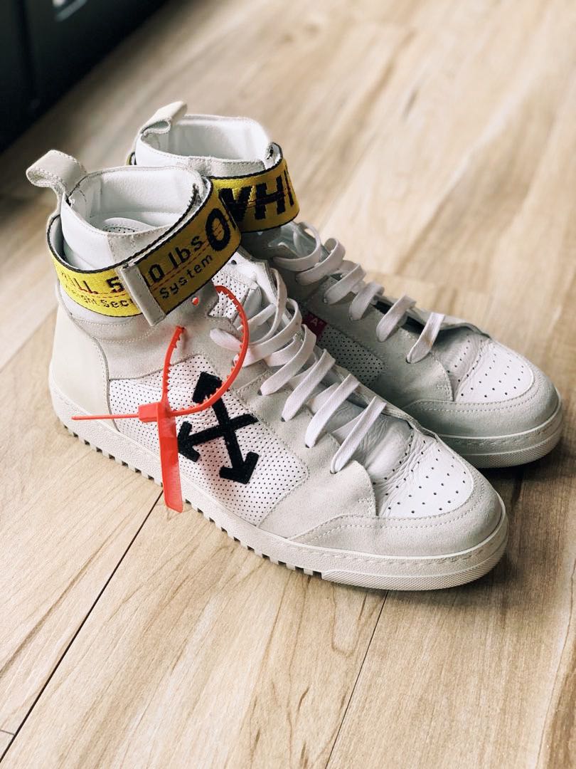 Rare Off-white industrial tape high top sneakers, Men's Fashion ...