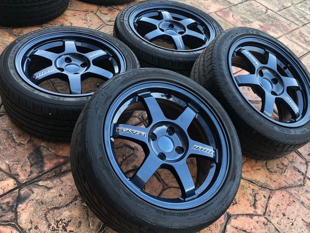 Rim TE37 Mag Blue 16 PCD100, Auto Accessories on Carousell