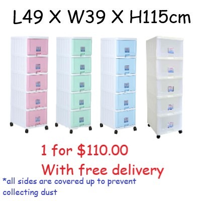 Toyogo 5-tier storage cabinet/drawer with wheels, Furniture & Home ...