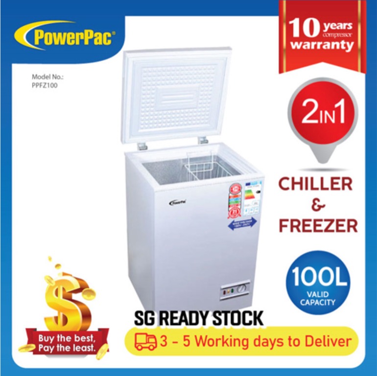 100L Chest Freezer CFC Free Chiller and Freezer-White, TV & Home ...