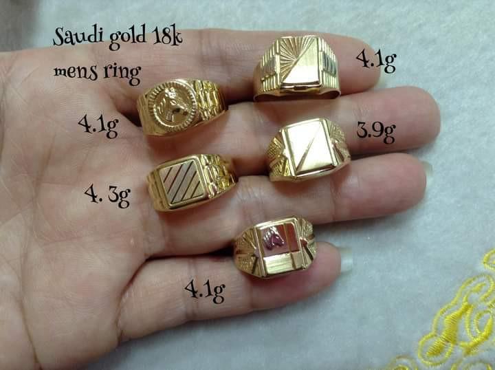 18K SAUDI GOLD Mens ring, Men's Fashion, Watches & Accessories, Jewelry ...