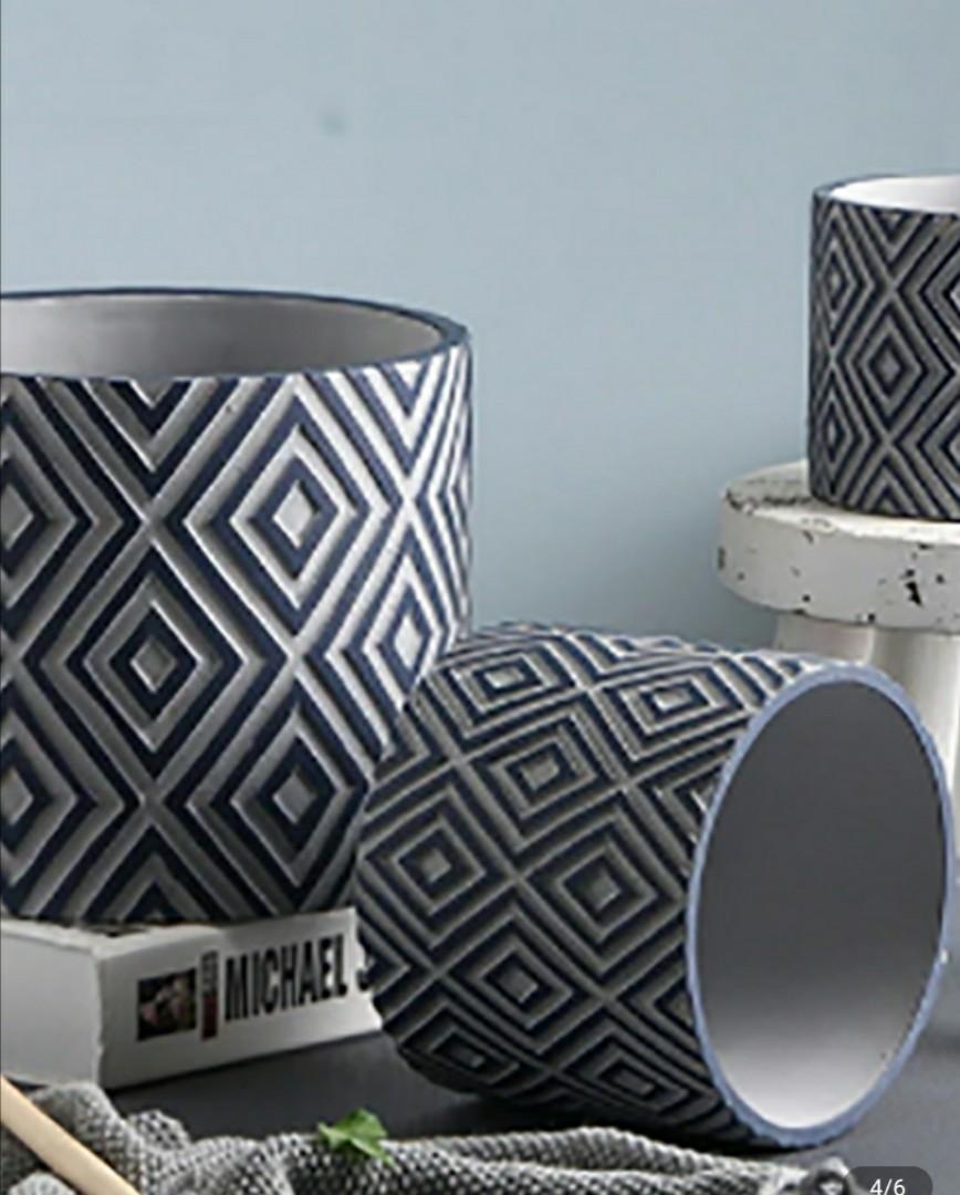 Ceramic pot geometric patterns 12x12xH20, Furniture & Home Living ...
