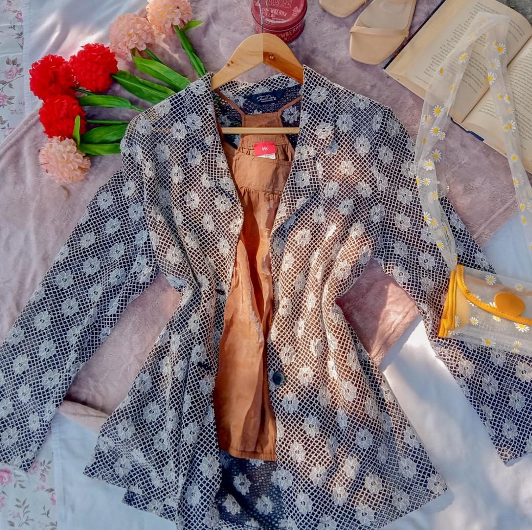 Chain See Through Vintage Blazer, Women's Fashion, Tops, Others Tops on ...