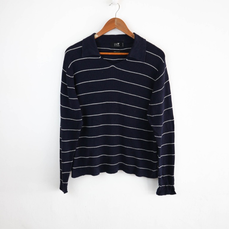 Navy Blue Cropped Polo Knitted top, Women's Fashion, Tops, Others Tops ...