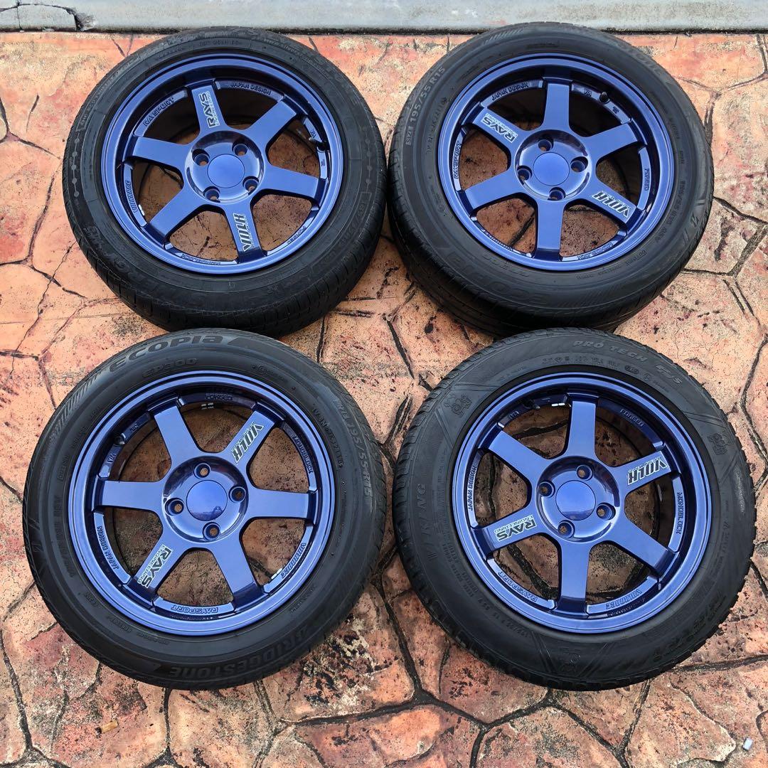 RIM TE37 MAG BLUE 15 PCD100, Auto Accessories on Carousell