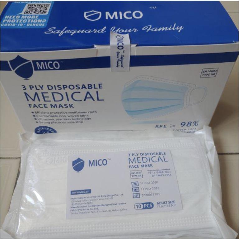 [SG Brand] MICO Adult 3ply Medical Surgical Face Mask, Health ...