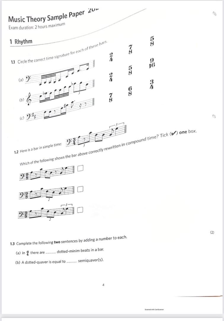 ABRSM grade 5 music theory exam sample paper, Hobbies & Toys, Music ...
