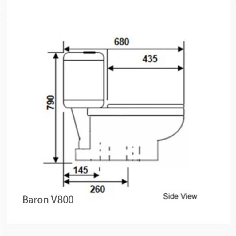 BARON V800 2-PIECE TOILET BOWL WITH RECT FLUSHING BUTTON, Furniture ...