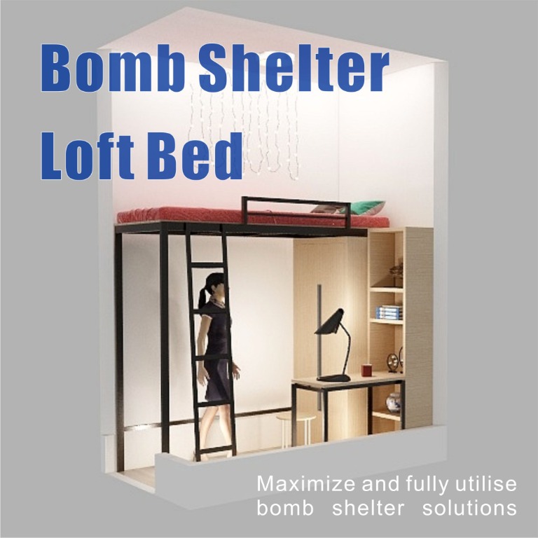 Bomb shelter Utility room Tiny room space Loft bed customization 防空间 ...