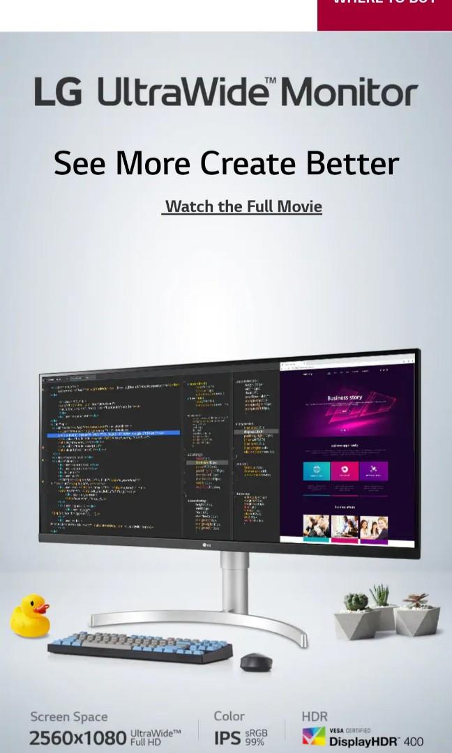 LG Ultra wide 34" FHD IPS Display Monitor, Electronics, Computer Parts ...