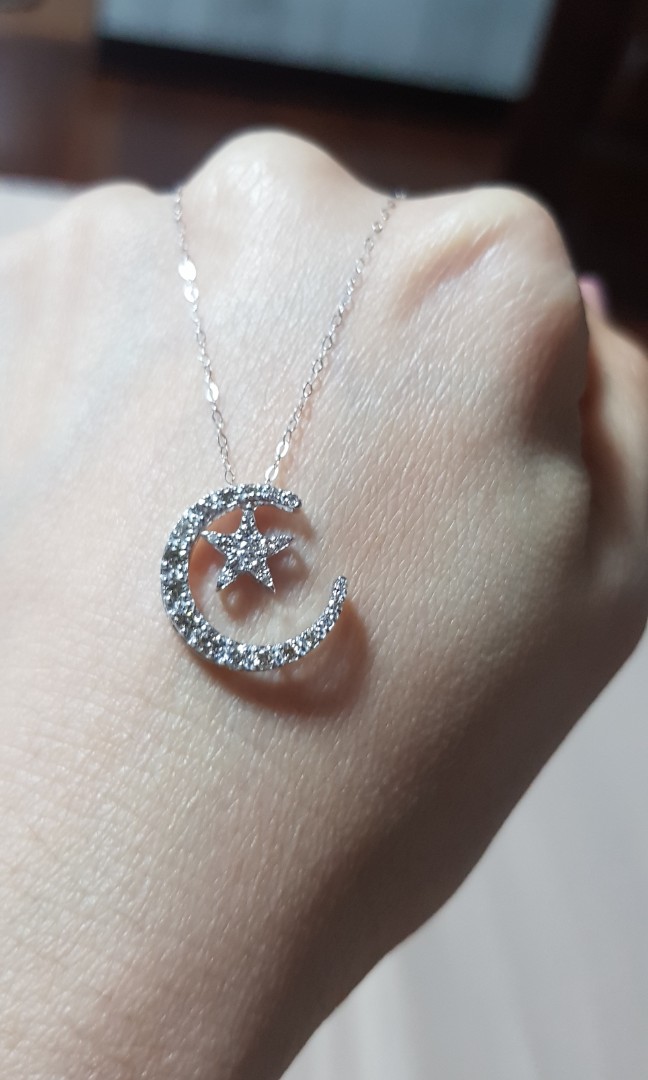 diamond moon and star necklace, Women's Fashion, Jewelry & Organizers ...