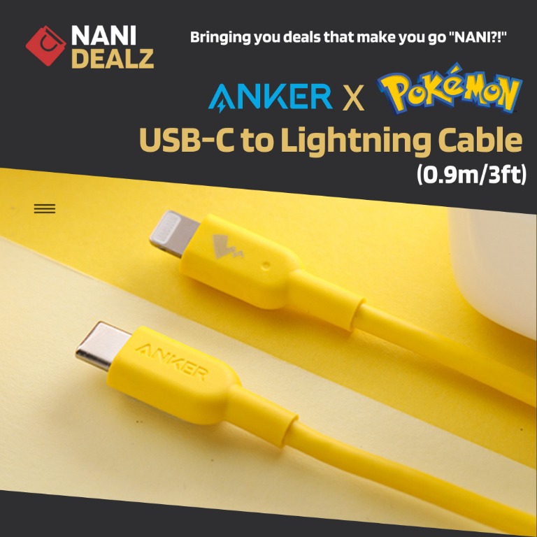 [SG Seller] Anker x Pokemon USB-C to Lightning Cable (0.9m), Mobile ...
