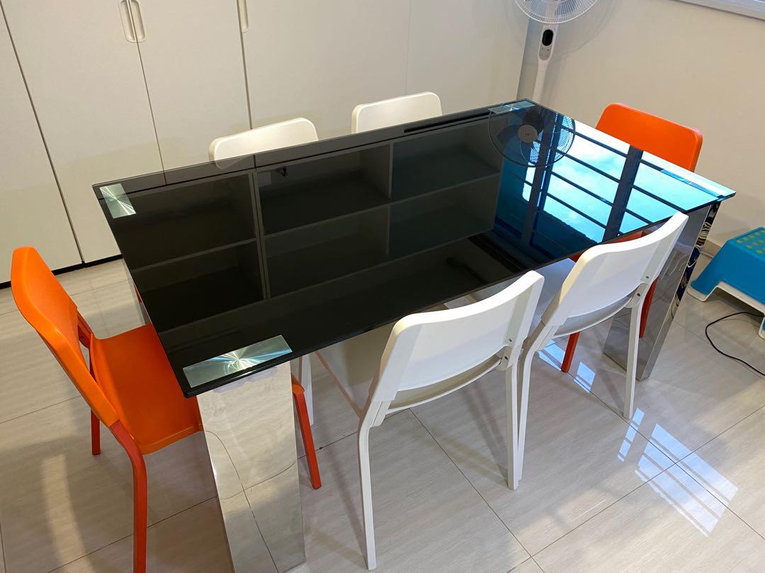 Tinted Glass Dining Table, Furniture & Home Living, Furniture, Tables ...