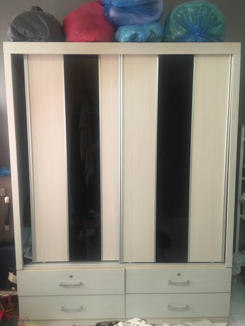 used sliding closet (almari baju sliding door), Furniture & Home Living ...