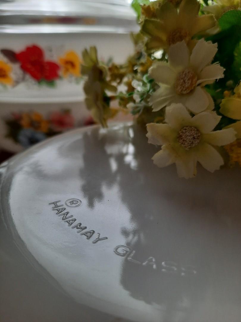 Vintage Hanamay Korea Made Milk Glass Round Casserole Embossed With ...
