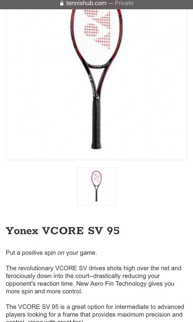 Yonex VCORE SV 95 tennis racket, Sports Equipment, Sports & Games ...