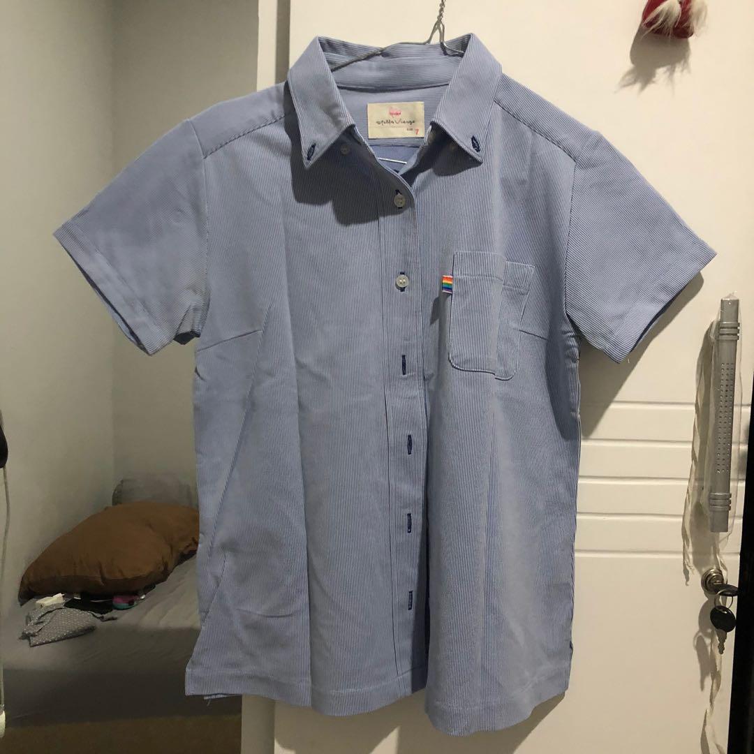 Kemeja Crop Biru Stella Vierge #Bersihakhir, Fesyen Wanita, Pakaian ...