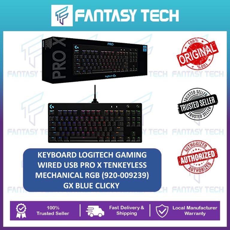 LOGITECH PRO X TENKEYLESS KEYBOARD GAMING WIRED MECHANICAL RGB (920 ...