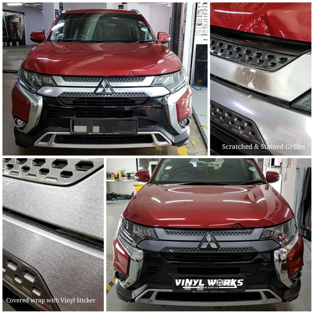 Mitsubishi Outlander Front Grille Wrap with 3M Brush Steel Textured ...