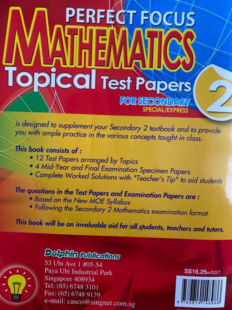 SEC2 MATHEMATICS TOPICAL TEST PAPERS, Hobbies & Toys, Books & Magazines ...