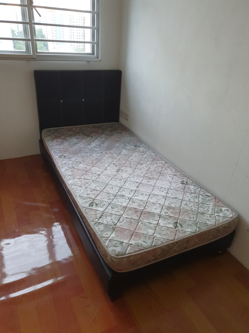 Used single bed frame and single mattress, Furniture & Home Living ...