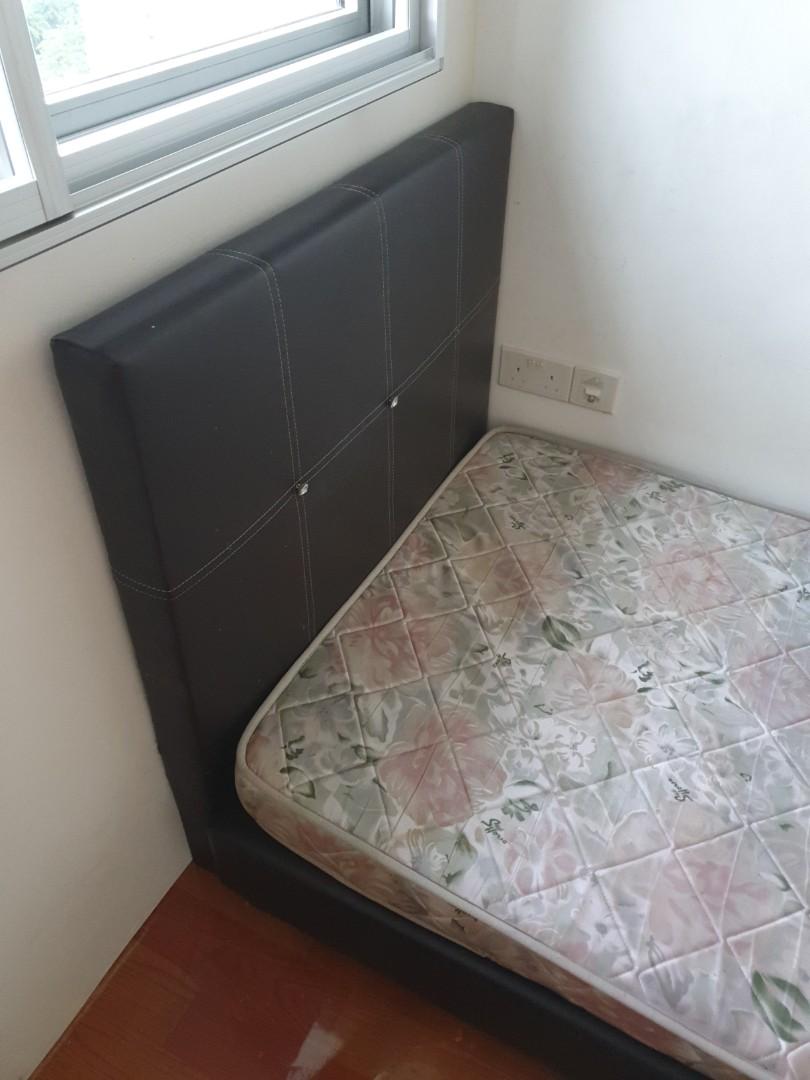 Used single bed frame and single mattress, Furniture & Home Living ...