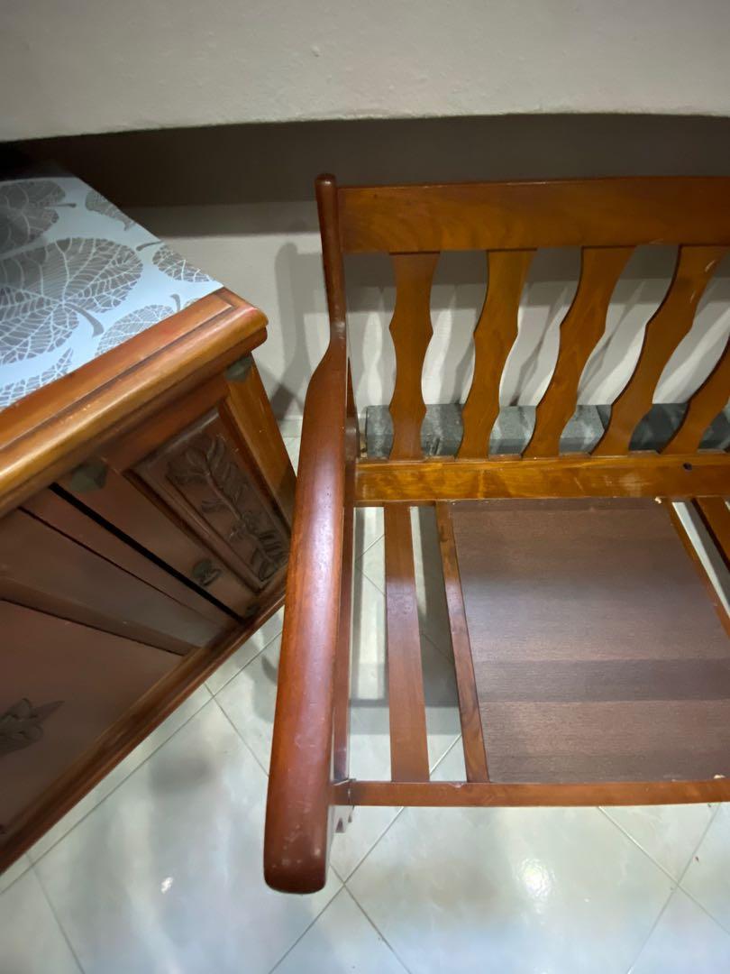 Wooden Sofa - 3 Seater Kerusi Pak Awang, Furniture & Home Living ...