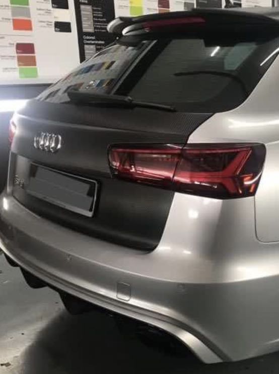 Audi boot wrap with 3M Carbon, Car Accessories, Accessories on Carousell