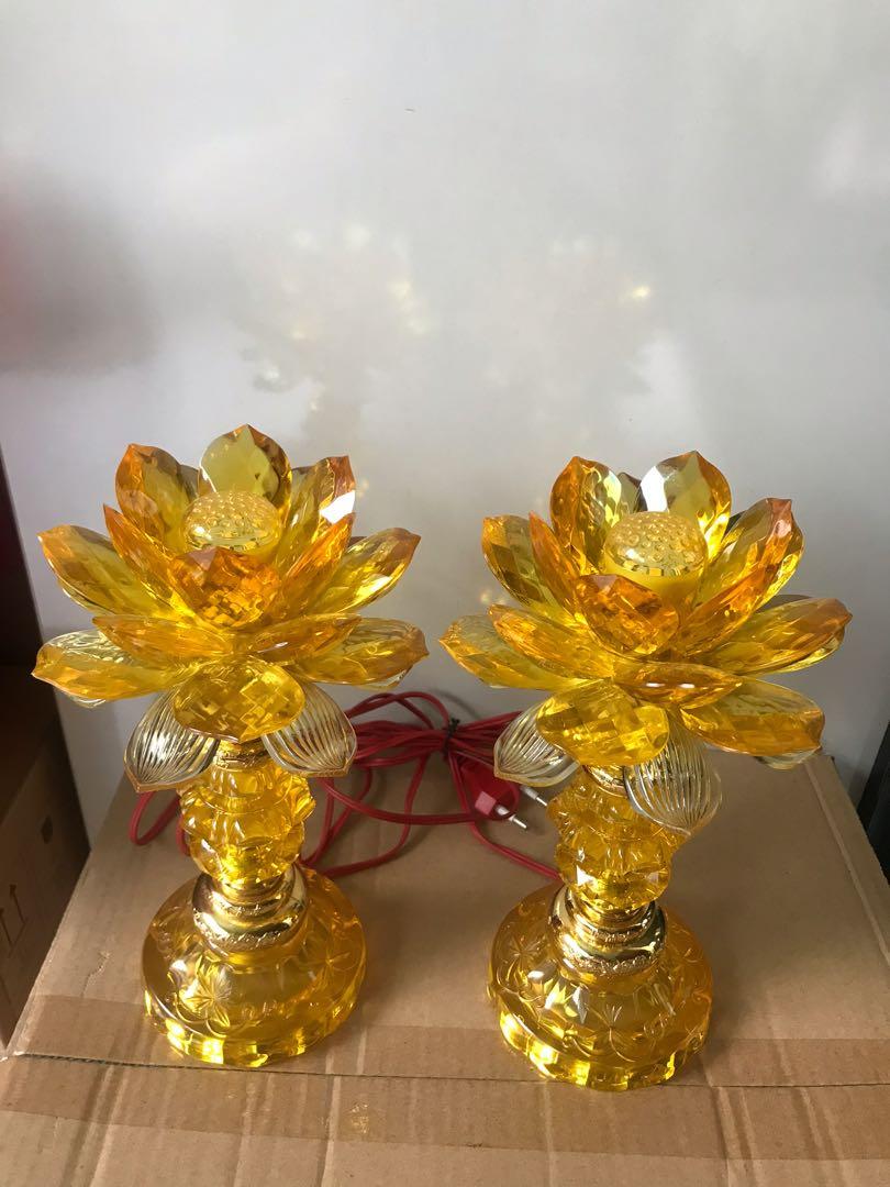 LED Lotus Altar Lamp (Yellow), Furniture, Others on Carousell
