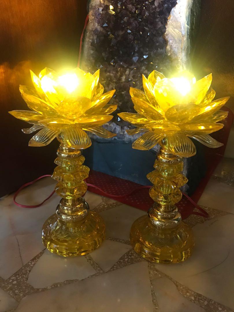 LED Lotus Altar Lamp (Yellow), Furniture, Others on Carousell