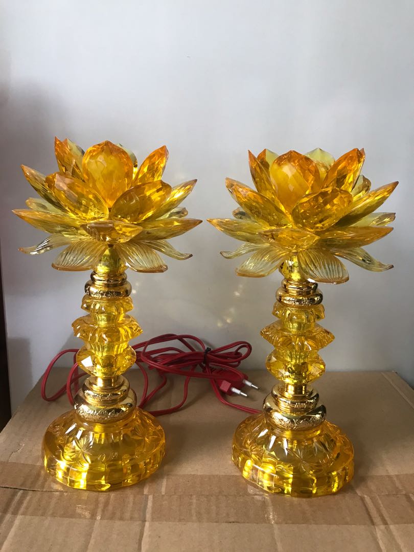 LED Lotus Altar Lamp (Yellow), Furniture, Others on Carousell