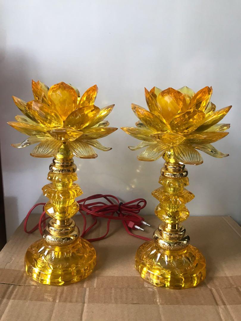 LED Lotus Altar Lamp (Yellow), Furniture, Others on Carousell