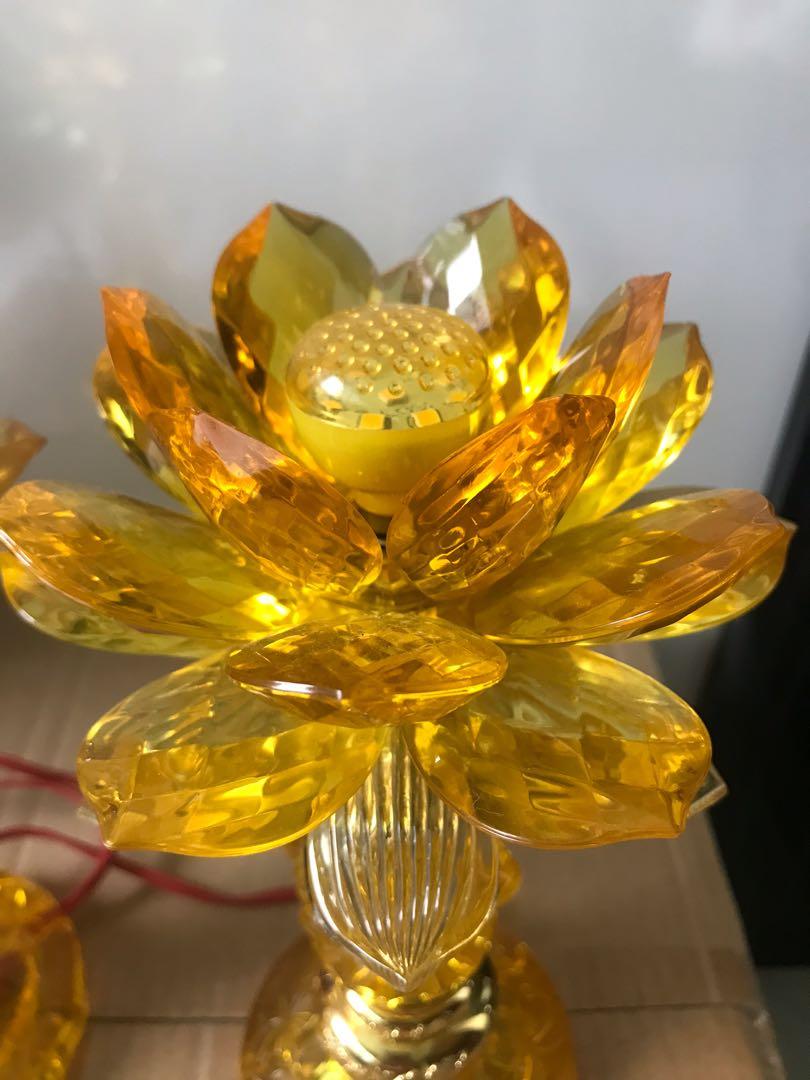 LED Lotus Altar Lamp (Yellow), Furniture, Others on Carousell