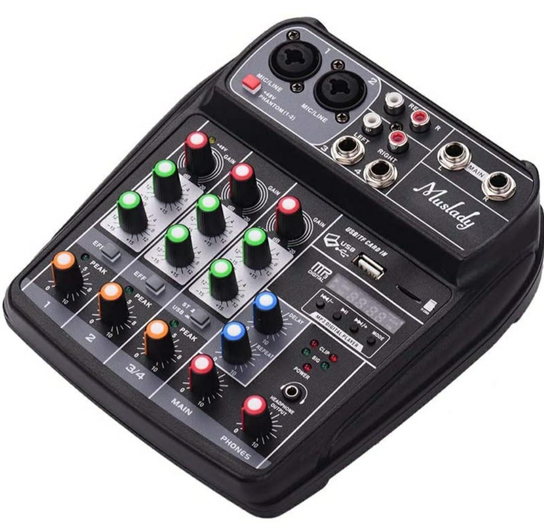 Muslady Mixing Console Digital Audio Mixer AI-4 Compact 4-Channel BT ...