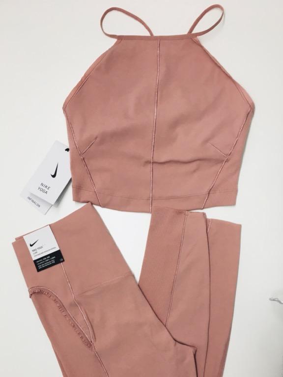 [NEW] Nike Yoga Set Infinalon Legging (S) and Crop Top (XS) - Rust Pink ...