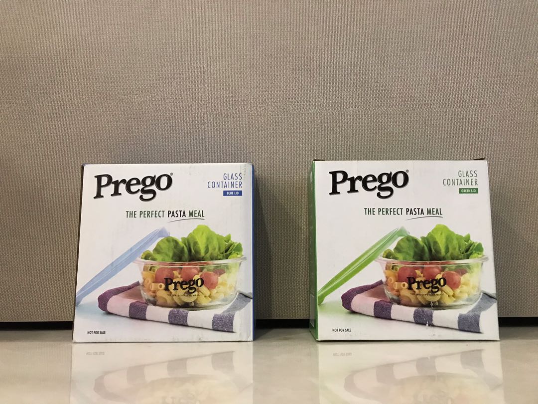 Prego Glass Container (Blue & Green Lid), Furniture & Home Living ...
