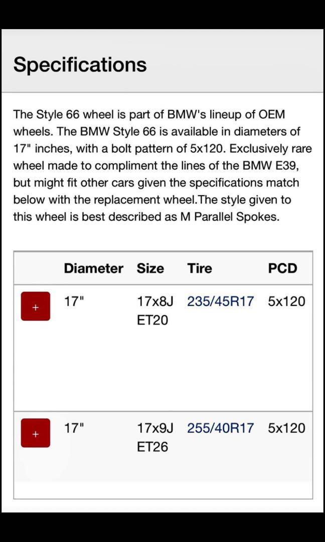 BMW Style 66 M Sport OEM Wheels (17 inch), Car Parts & Accessories ...