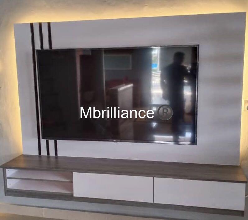Custom made tv console feature wall, Furniture & Home Living, Furniture ...