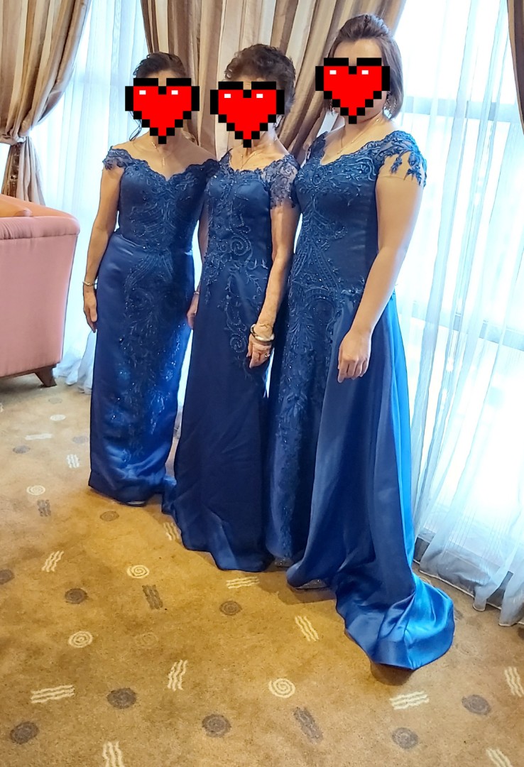 Gaun pesta royal blue biru, Fesyen Wanita, Pakaian Wanita, Gaun & Rok ...