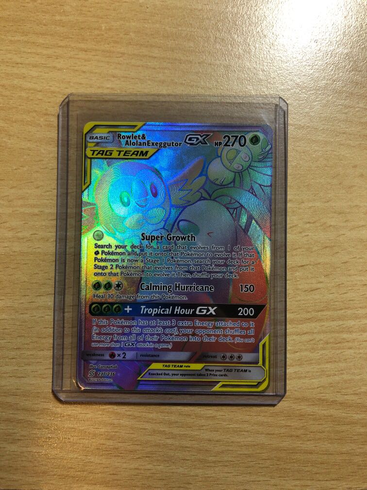 Pokemon Rowlet & Alolan Exeggutor GX 237/236-Hyper Rare/Rainbow Rare ...