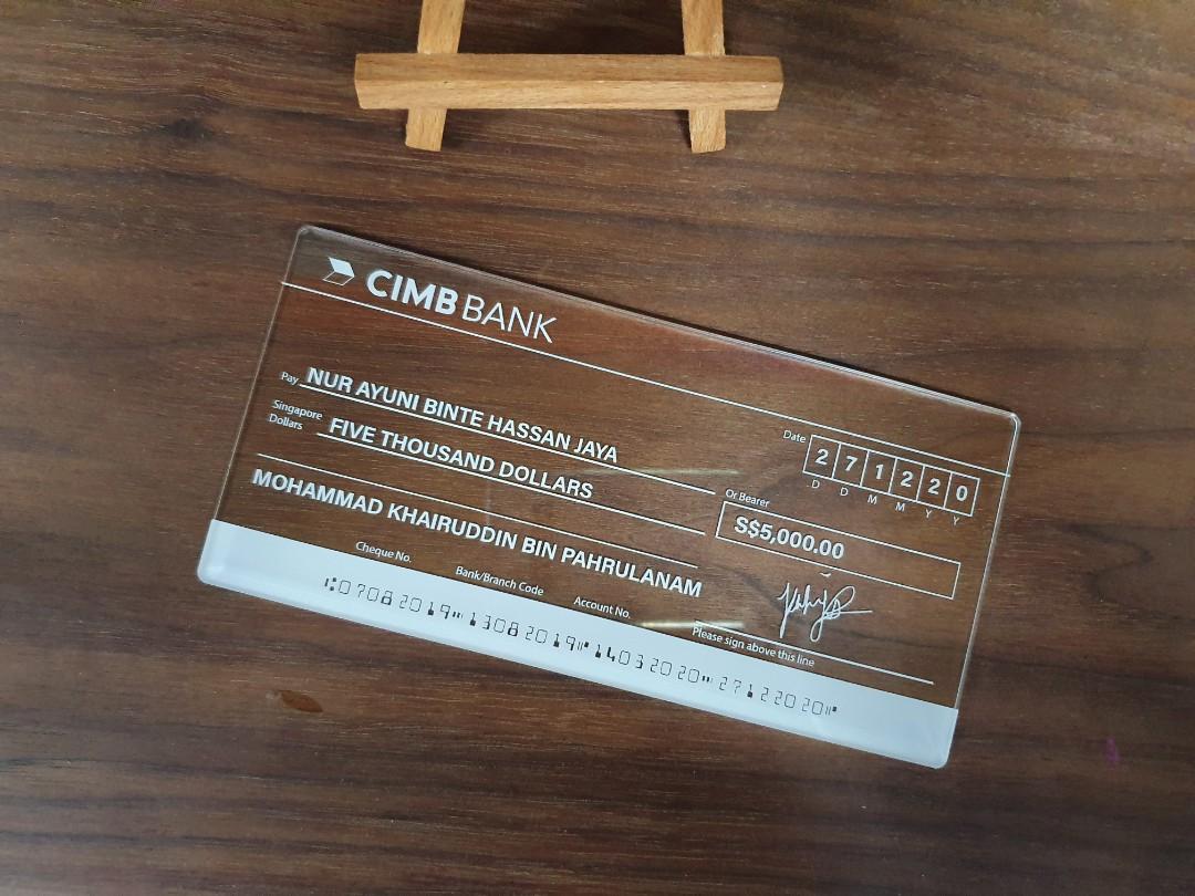 Clear Acrylic Cheque Mock Up Hataran, Hobbies & Toys, Stationery ...