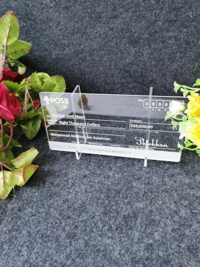 Clear Acrylic Cheque Mock Up Hataran, Hobbies & Toys, Stationery ...