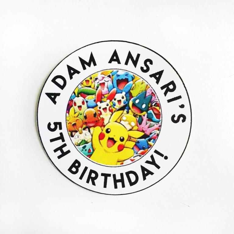 Custom Design Pokemon Birthday Stickers, Hobbies & Toys, Stationery ...