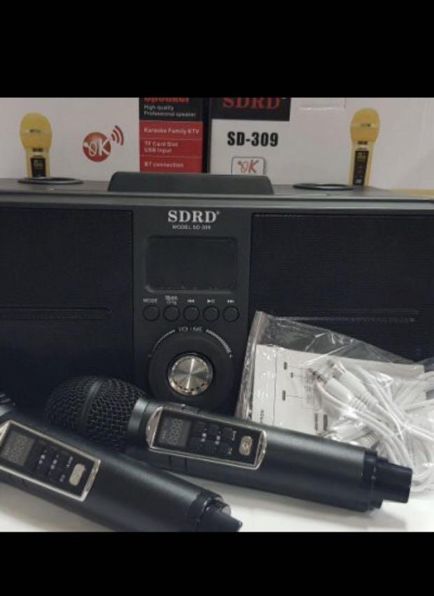 New SDRD SD-309 Wireless Bluetooth Dual Microphone Karaoke Portable Speaker, Hobbies & Toys ...