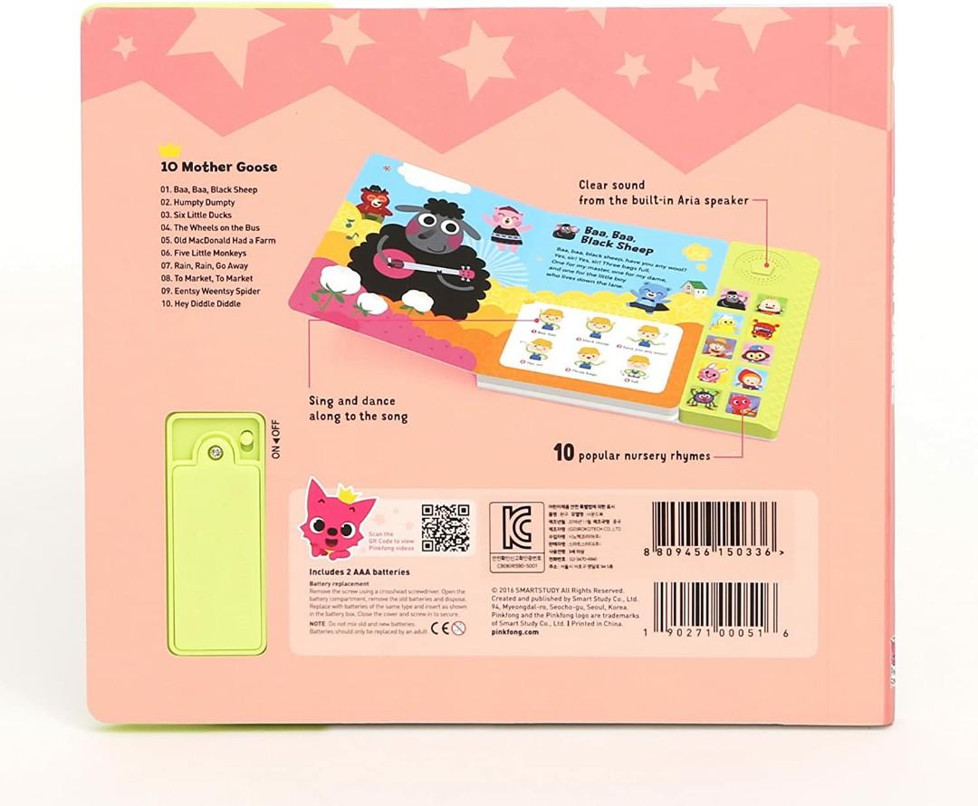 Pinkfong Children's Mother Goose Sound Book, Pink/Light Green, 8.7" x 7 ...