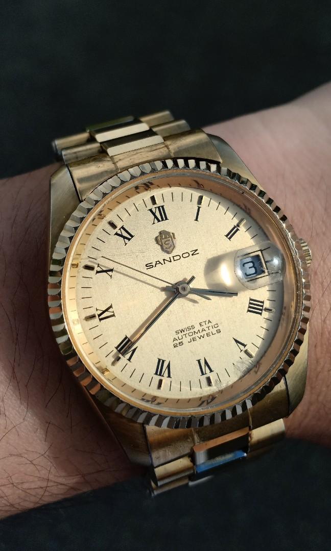 Sandoz Swiss Roman Numeral Datejust/President Homage Automatic Watch ...