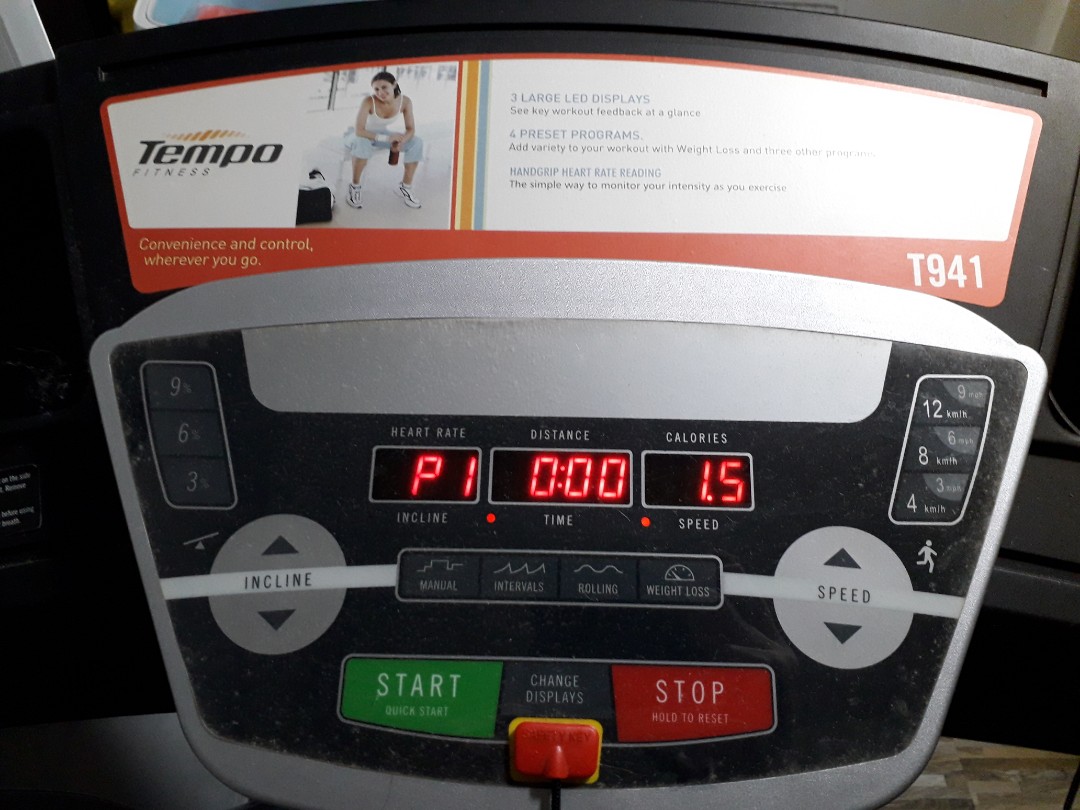 Tempo Fitness Treadmill, Sports Equipment, Exercise & Fitness, Cardio ...