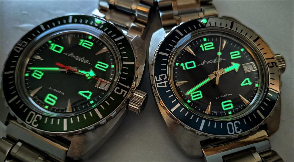 Vostok Amphibia Blue or Green Diver 200 M Water Resistant. Automatic ...