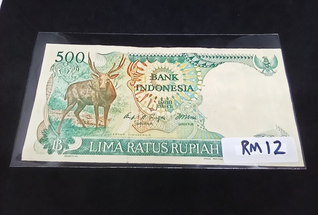 1988 Lima Ratus Wang Kertas Duit Lama Bank Indonesia 500 Rupiah Old ...